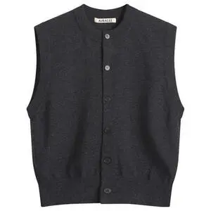 Auralee High Twist Wool Knit Vest - Charcoal
