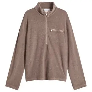 MKI MIYUKI ZOKU Towelling Quarter Zip - Brown