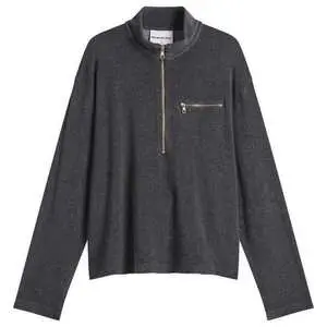 MKI MIYUKI ZOKU Towelling Quarter Zip - Charcoal