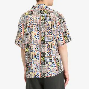 BEAMS Print Loose Open Collar Shirt