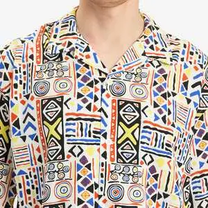 BEAMS Print Loose Open Collar Shirt