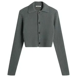 Auralee Crop Knit Shirt Cardigan - Grey