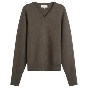 Studio Nicholson Loch Cashmere Wool V Neck Jumper - Mouse