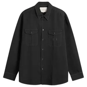 Studio Nicholson Louro Cotton Linen Utility Shirt - Black Grape