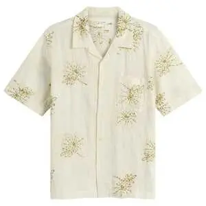 Universal Works Hand Embroidered Stripe Road Shirt - Ecru