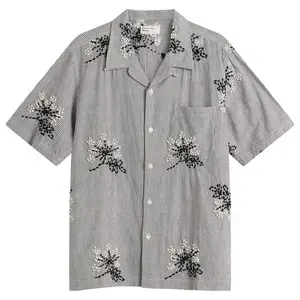 Universal Works Hand Embroidered Stripe Road Shirt - Grey
