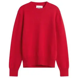 JIL SANDER Textured Cotton Crew Neck Jumper - Rouge
