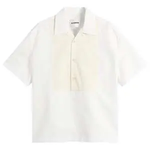 JIL SANDER Boxy Fit Bowling Contrast Colour Shirt - Latte