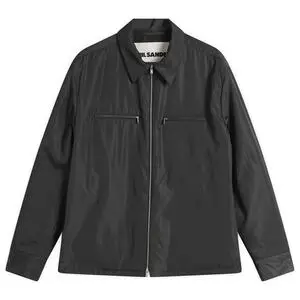 JIL SANDER Nylon Zip Up Shirt Jacket - Black