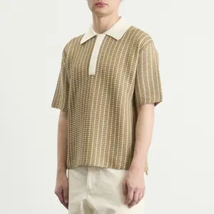 JIL SANDER Cotton Bi-colour Net Stitch Polo