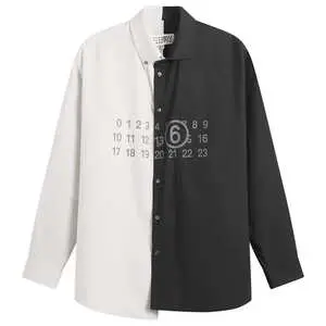 MAISON MARGIELA Bi-colour Cotton Numbers Shirt - Black