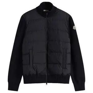 Moncler Hybrid Padded Front Wool Zip Jacket - Navy