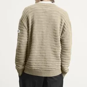 MAISON MARGIELA Cotton Ribbed Open Weave Cardigan - Dune