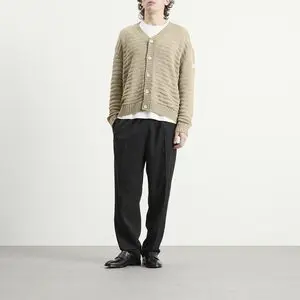 MAISON MARGIELA Cotton Ribbed Open Weave Cardigan - Dune