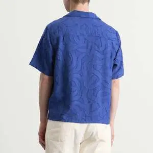 WAX LONDON Curzon Jacquard Vacation Shirt - Blue