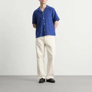 WAX LONDON Curzon Jacquard Vacation Shirt - Blue
