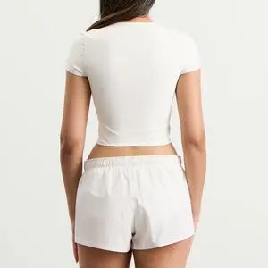 Nike X Skims Matte Corset Short Sleeve Crop Top - Ivory
