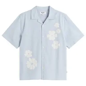 WAX LONDON Didcot Applique Flowers Vacation Shirt - Blue/ecru