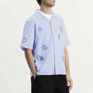 WAX LONDON Didcot Seersucker Doodle Vacation Shirt