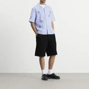 WAX LONDON Didcot Seersucker Doodle Vacation Shirt