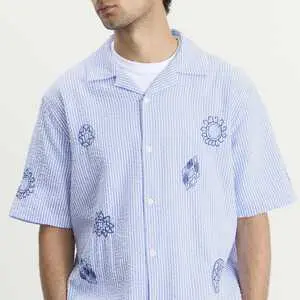 WAX LONDON Didcot Seersucker Doodle Vacation Shirt