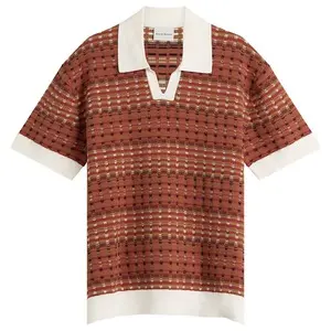 Drole De Monsieur Knitted Mesh Polo Shirt In | Size: | Cotton/mesh | End Clothing - Dark Red