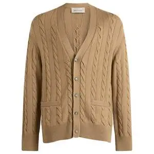 AMI Paris Cable Stitch Cardigan - Camel