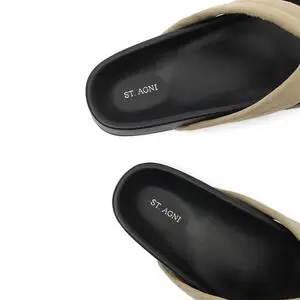 ST. AGNI Suede Stitch Detail Thong Slide