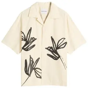 MKI MIYUKI ZOKU Washed Ink Flower Vacation Shirt Presented End - Bone