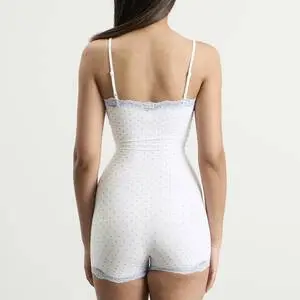 SKIMS Fits Everybody Lace Onesie - Slate Dot Print