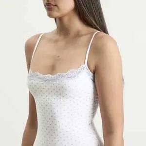 SKIMS Fits Everybody Lace Onesie - Slate Dot Print