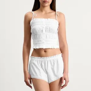 SKIMS Garment Washed Poplin Ruffle Cami - Snow