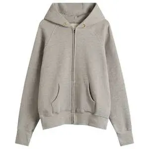 LES TIEN Heavyweight Raglan Zip Hoodie - Heather Grey
