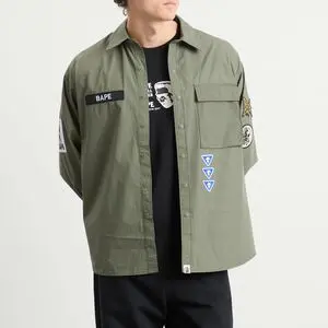 A BATHING APE Logo Military Shirt