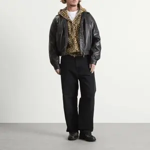A BATHING APE Wild Leopard Print Shark Zip Hoodie