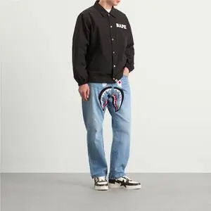 A BATHING APE Shark Embroidered Loose Fit 13oz Jeans - Indigo