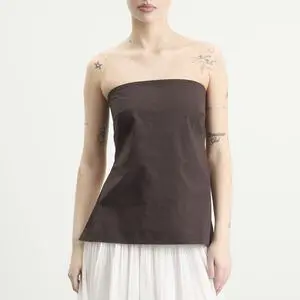 ST. AGNI Strapless Rouleau Tie Top