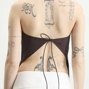 ST. AGNI Strapless Rouleau Tie Top