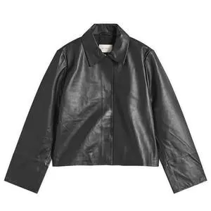 ST. AGNI Leather Minimal Jacket - Black