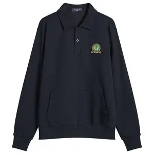 Fred Perry Tennis Badge Collared Sweatshirt - Navy