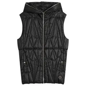 Rick Owens X Moncler Geocamo Quilted Hooded Vest - Black