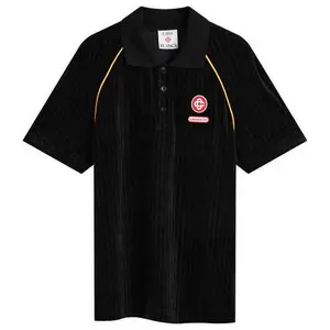 Casablanca Rib Velour Raglan Polo - Black