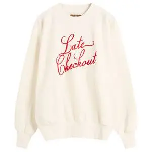 LATE CHECKOUT Script Crewneck Sweatshirt - White/red