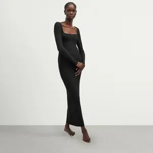 SKIMS Soft Lounge Long Sleeve Maxi Dress - Onyx