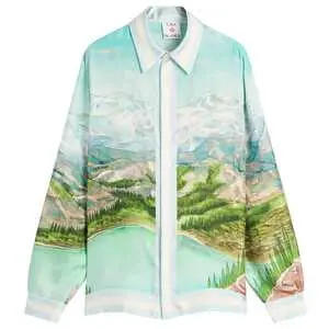 Casablanca Classic Long Sleeve Patterned Silk Shirt - Blue