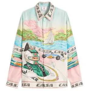 Casablanca Classic Long Sleeve Patterned Silk Shirt - Blue