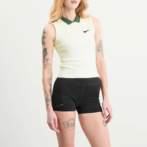 Nike Ribbed Fitted Tank Top With Zip Closure - Sail/fir