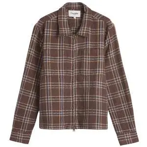 CORRIDOR Venice Plaid Zip Shirt - Brown