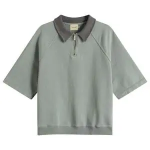 BOUND Snow Wash Jersey Half Zip Polo - Light Blue
