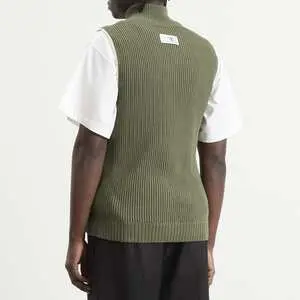MAISON MARGIELA Knitted Ribbed Zip Vest - Kaki
